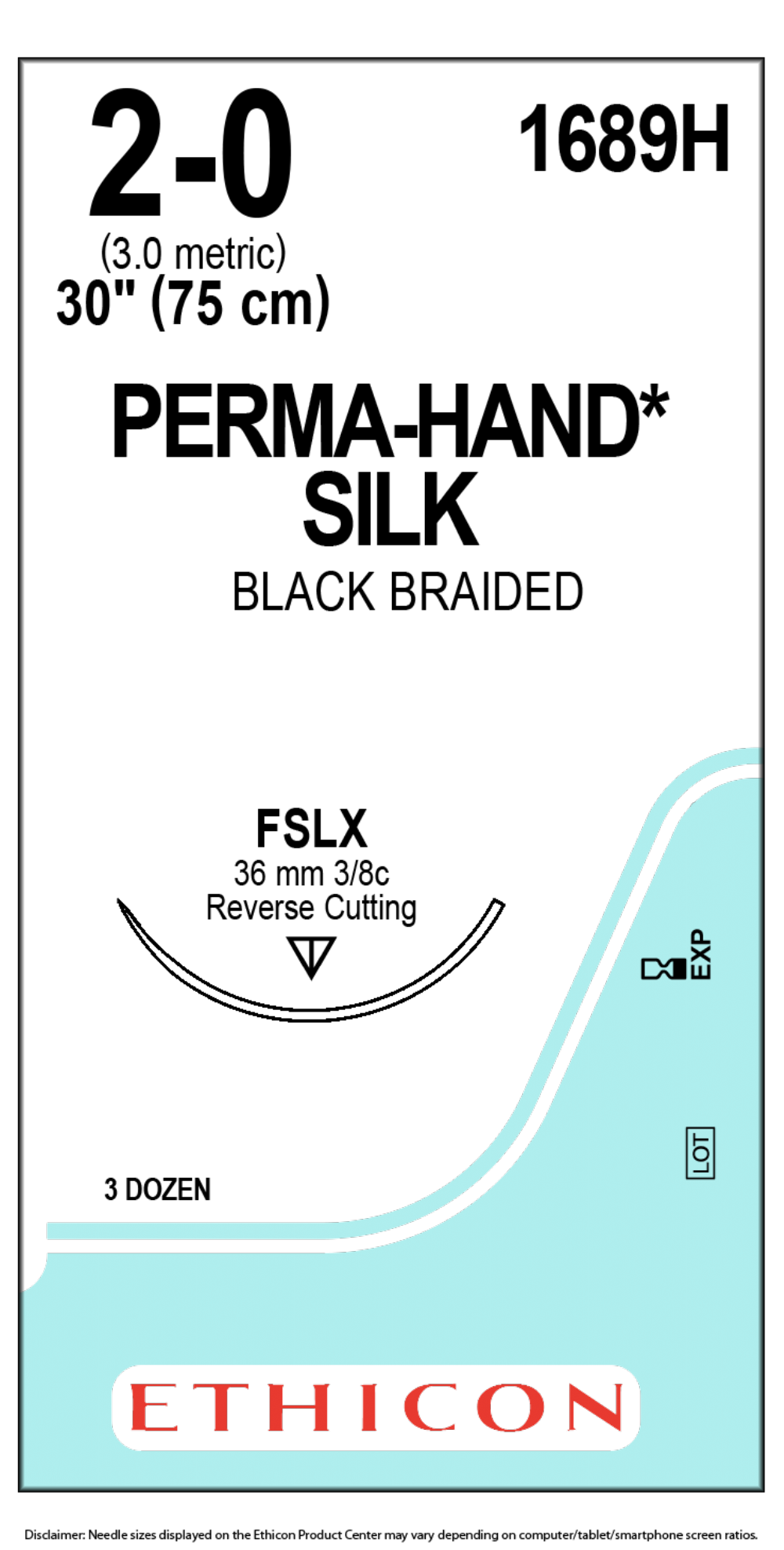 1689H PERMA-HAND SILK SUTURE | BLACK, BRAIDED, 1XFSLX, 2-0, 75CM ...