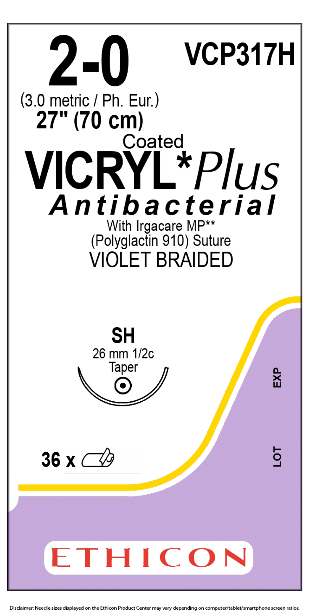 VCP317H COATED VICRYL Plus Antibacterial (polyglactin 910) Suture ...