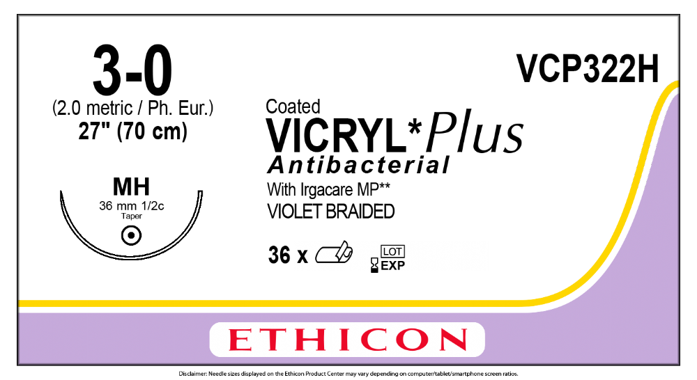 VCP322H COATED VICRYL Plus Antibacterial (polyglactin 910) Suture ...