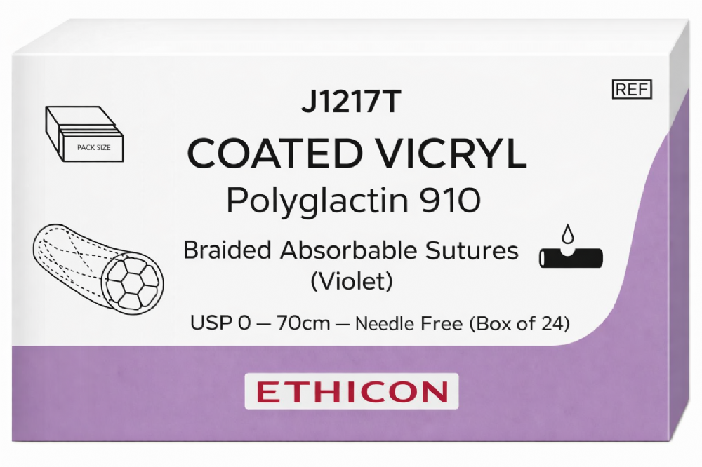 J1217T J1217T Ethicon Coated Vicryl Polyglactin 910 Braided Suture ...